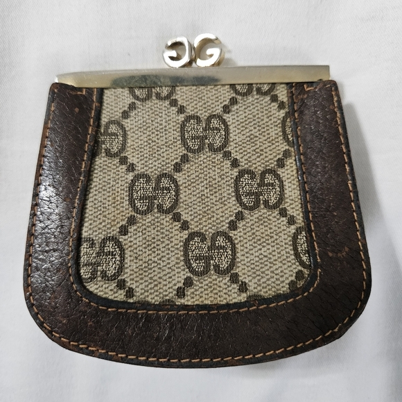 Gucci | Bags | Gucci Beige And Brown Monogram Coin Pouch | Poshmark